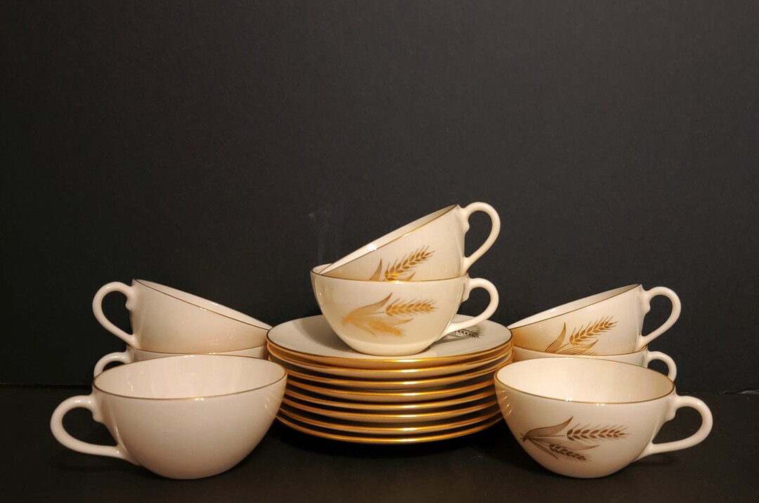 Eight (8) - 2" Lenox "wheat" Cups & Saucers / Gold Trim / Two (2) Sets of Eight (8) Available - Etsy