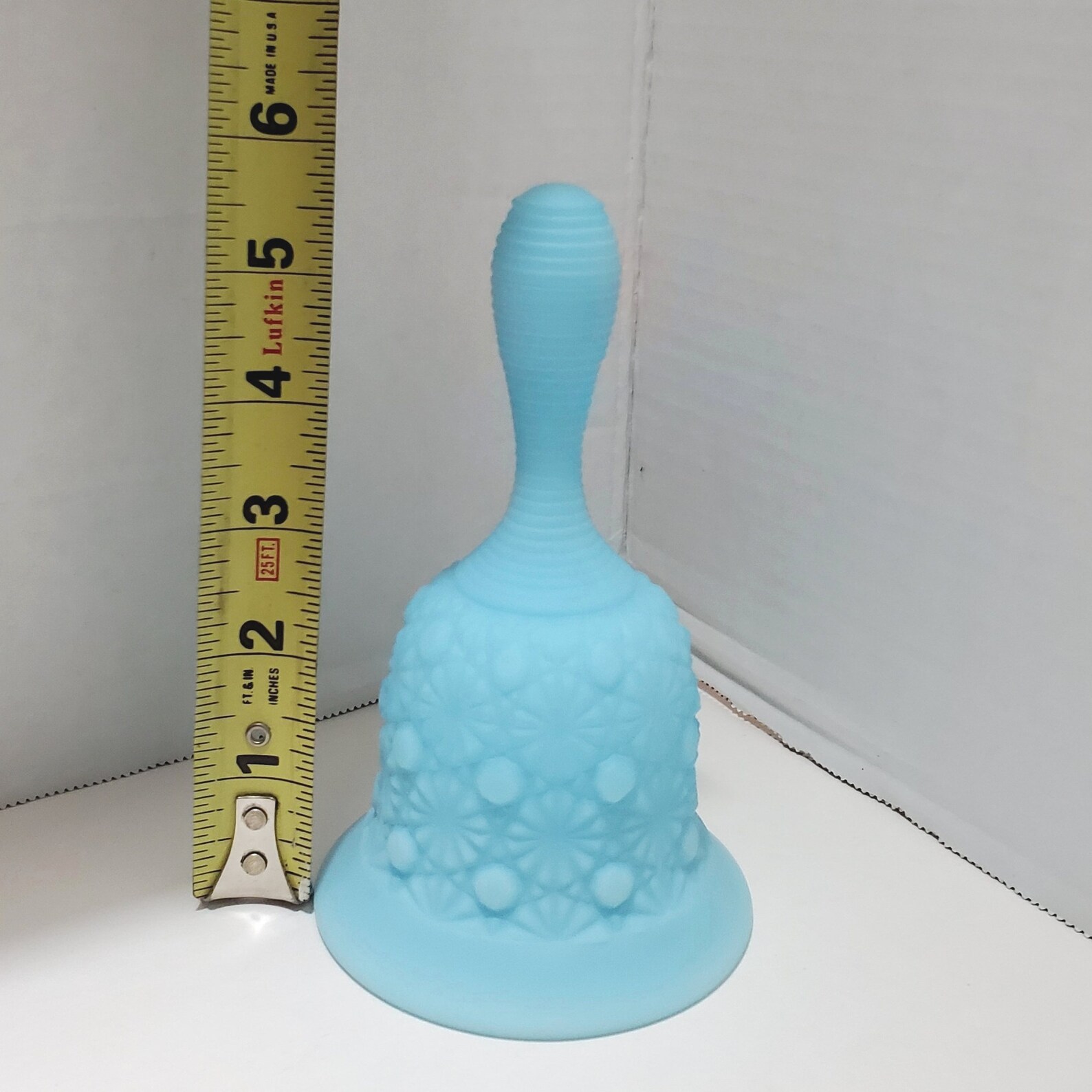 Fenton Blue Satin Glass daisy & Button Bell | Etsy