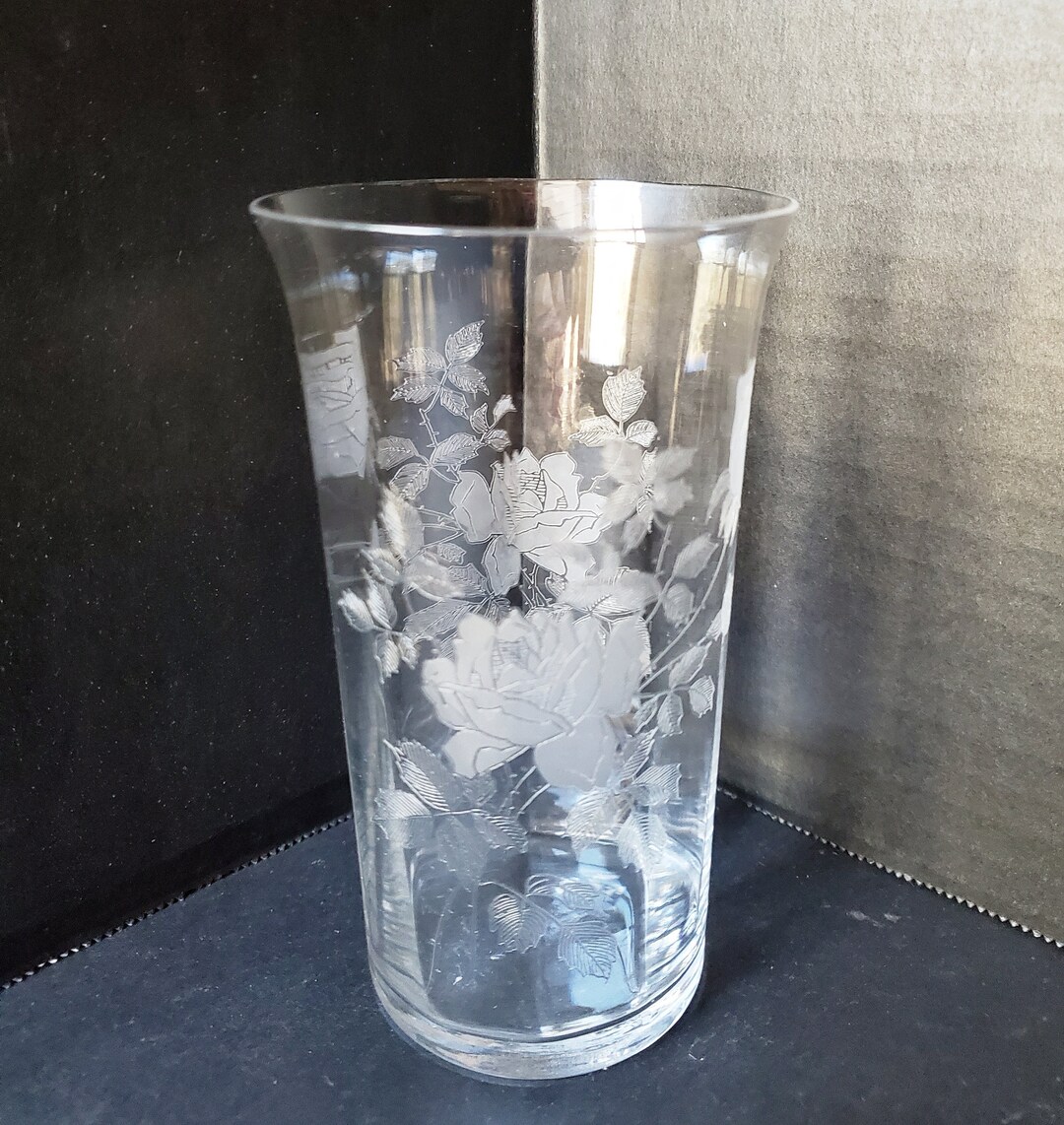 Seven 7 Tiffin Glass roses Flat Paneled Tumblers / RARE PATTERN - Etsy
