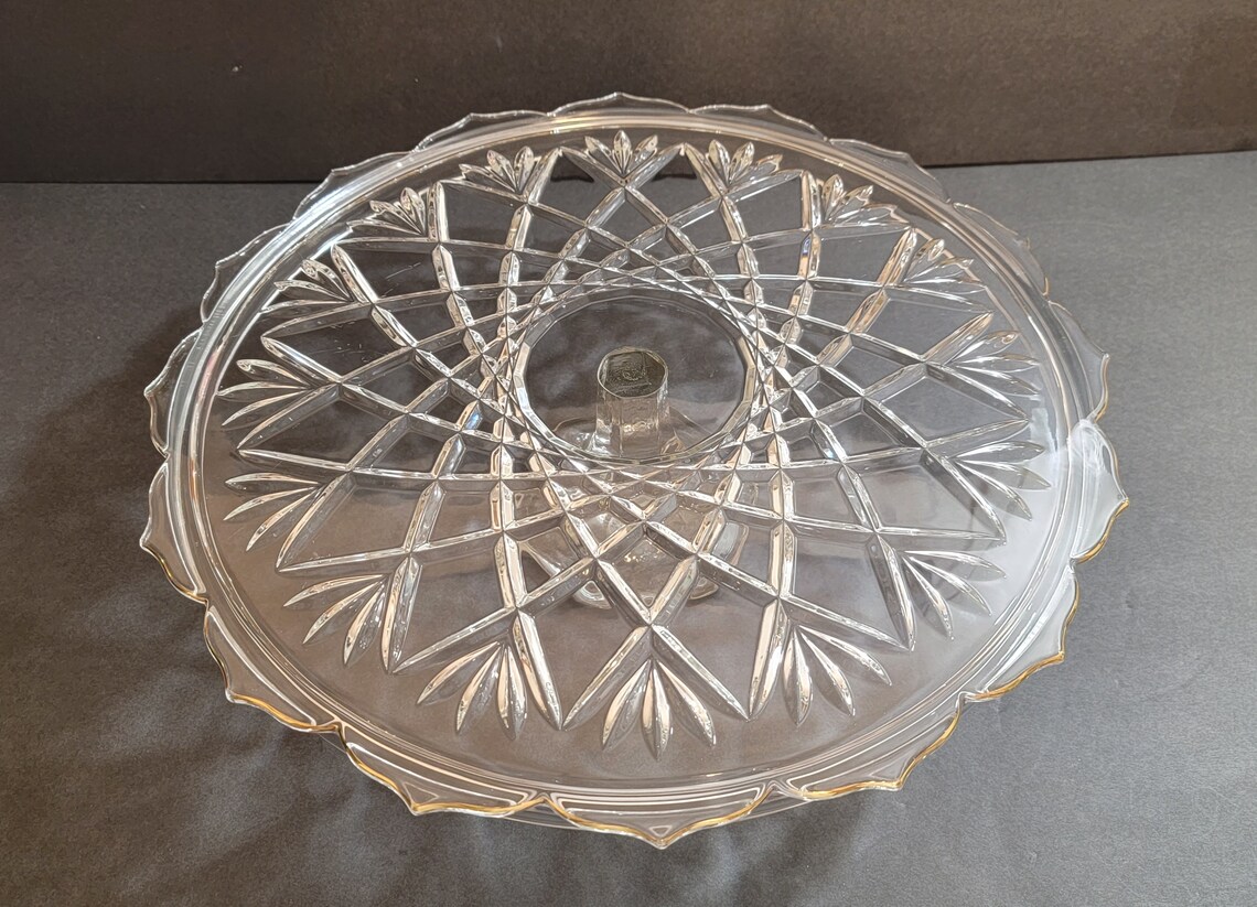 Crystal Mikasa "hampshire Gold" Cake Stand - Etsy