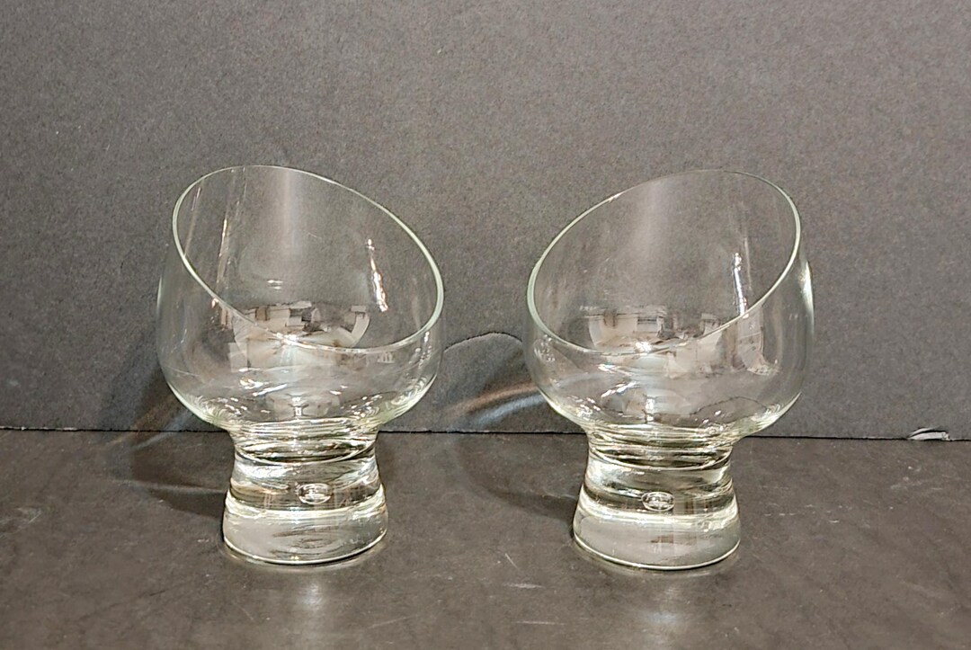 Two (2) - 5-1/2" Kosta Boda "rondo Mambo" Tilted Art Glass Cocktail ...