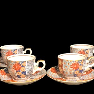 Four (4) - 2-1/2" Arita "imari Fan" Cup & Saucer Sets / Japan - Etsy