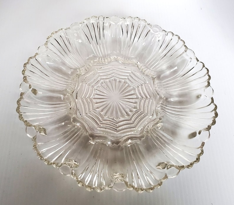Vintage Pressed Glass Deviled Egg Plate - Etsy