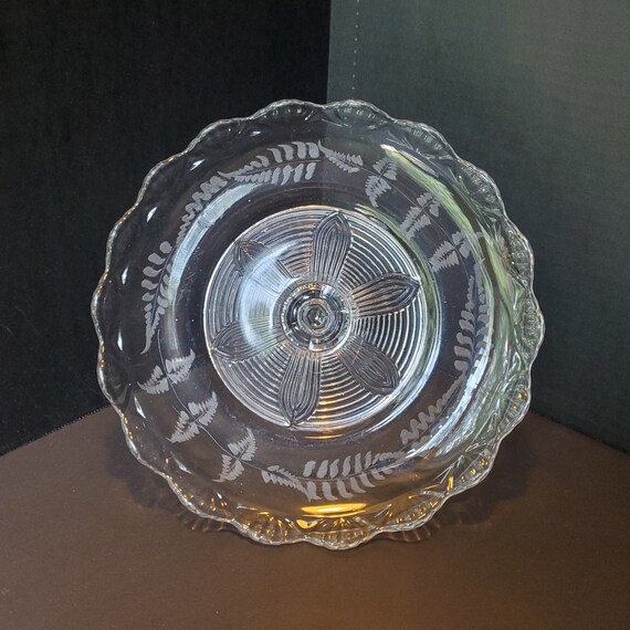 Antique EAPG Etched Pedestal Cake Stand | Etsy