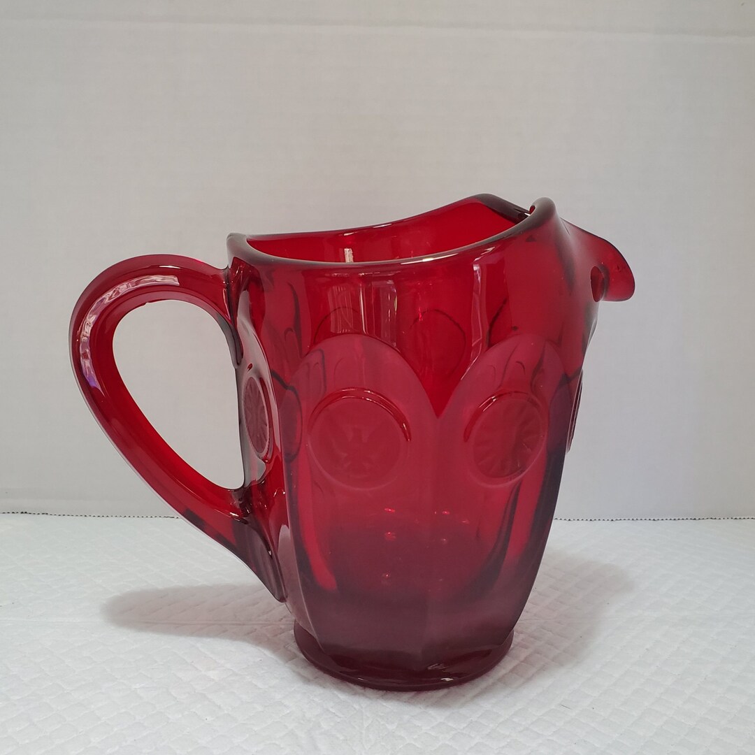 Ruby Red Fostoria Coin Glass Iced Tea Pitcher - Etsy