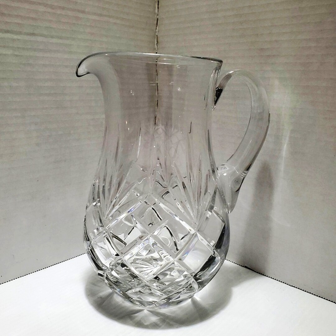 Beautiful Unmarked Criss-cross Crystal Pitcher / Pineapple Accents - Etsy