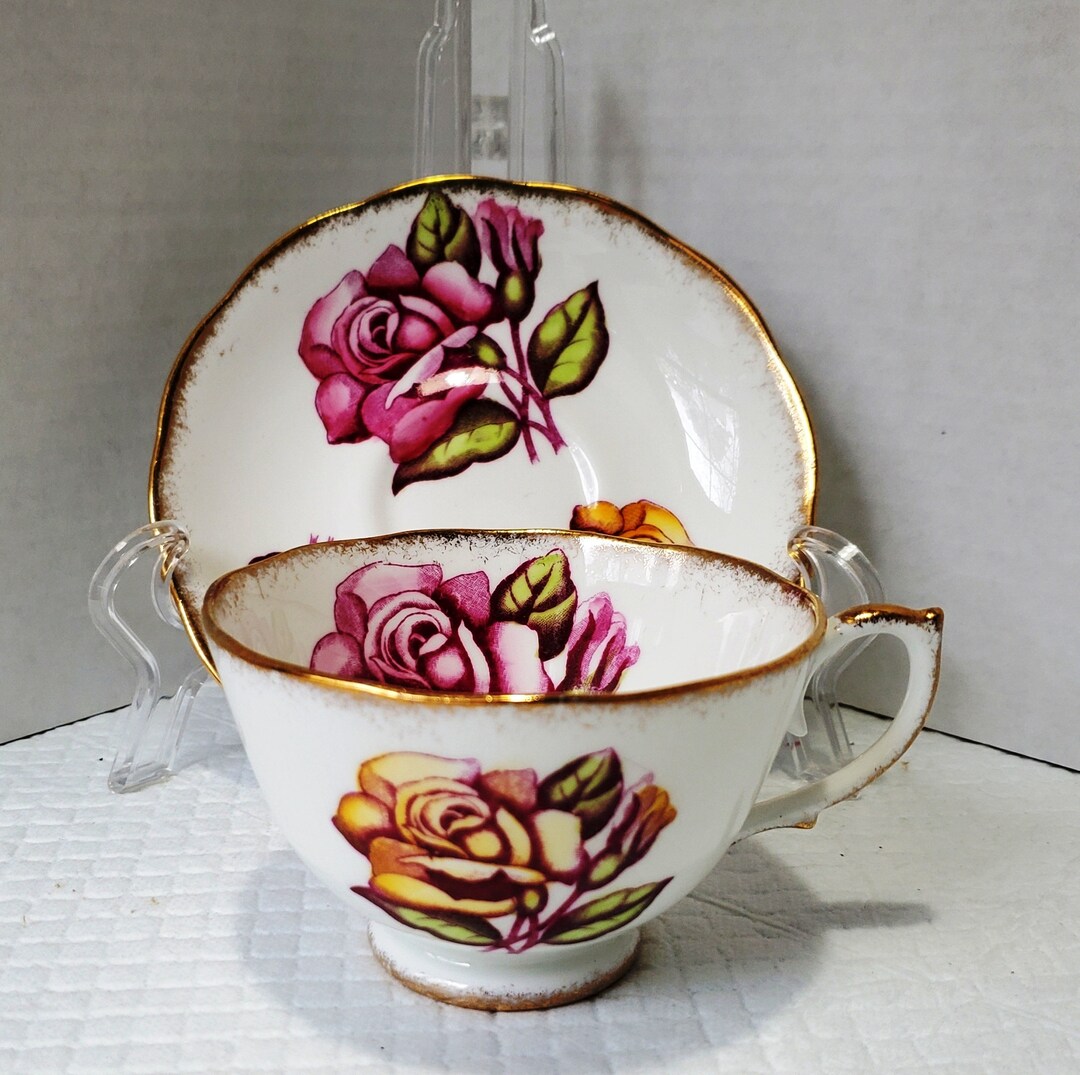 Roslyn "rose" Cup and Saucer Set / England / Pattern # 8553 - Etsy