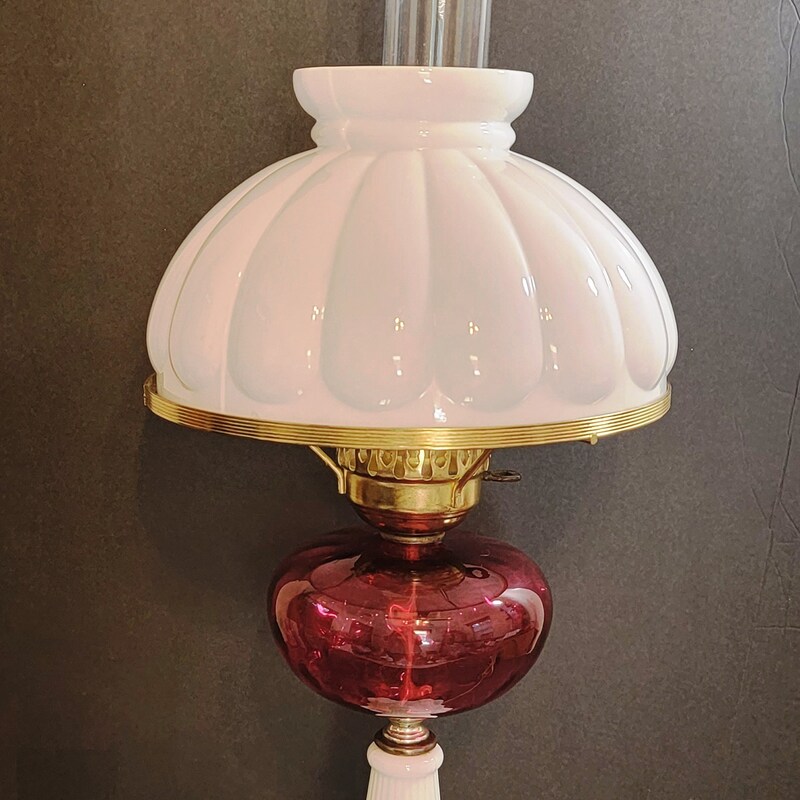 Cranberry Glass Lamp - Etsy