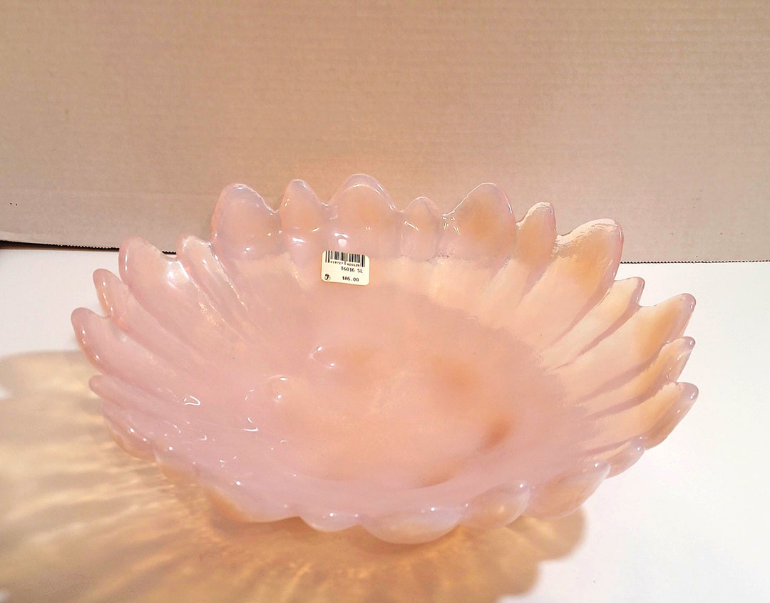 Large Fenton Pink Flower Petal Shaped Bowl - Etsy