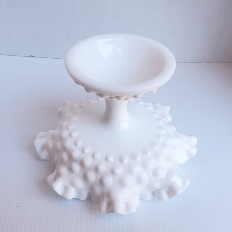 White Fenton Hobnail Footed Candy Dish - Etsy