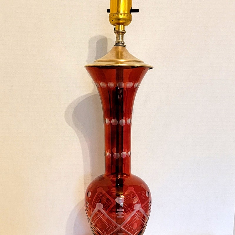 Red Glass Lamp - Etsy