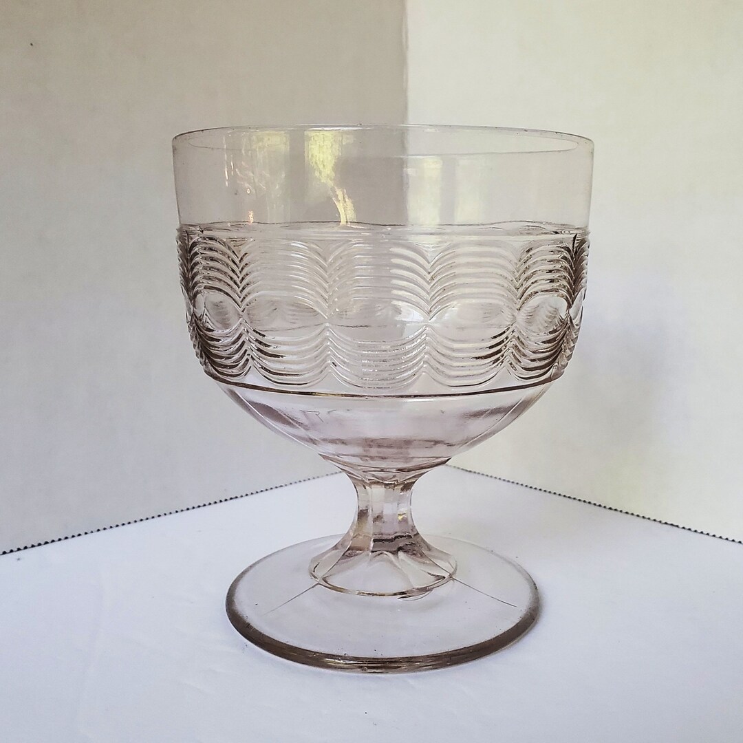 EAPG Sweeney Mccluney & Co. "scalloped Lines" Buttermilk Goblet / Open ...