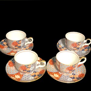 Four (4) - 2-1/2" Arita "imari Fan" Cup & Saucer Sets / Japan - Etsy