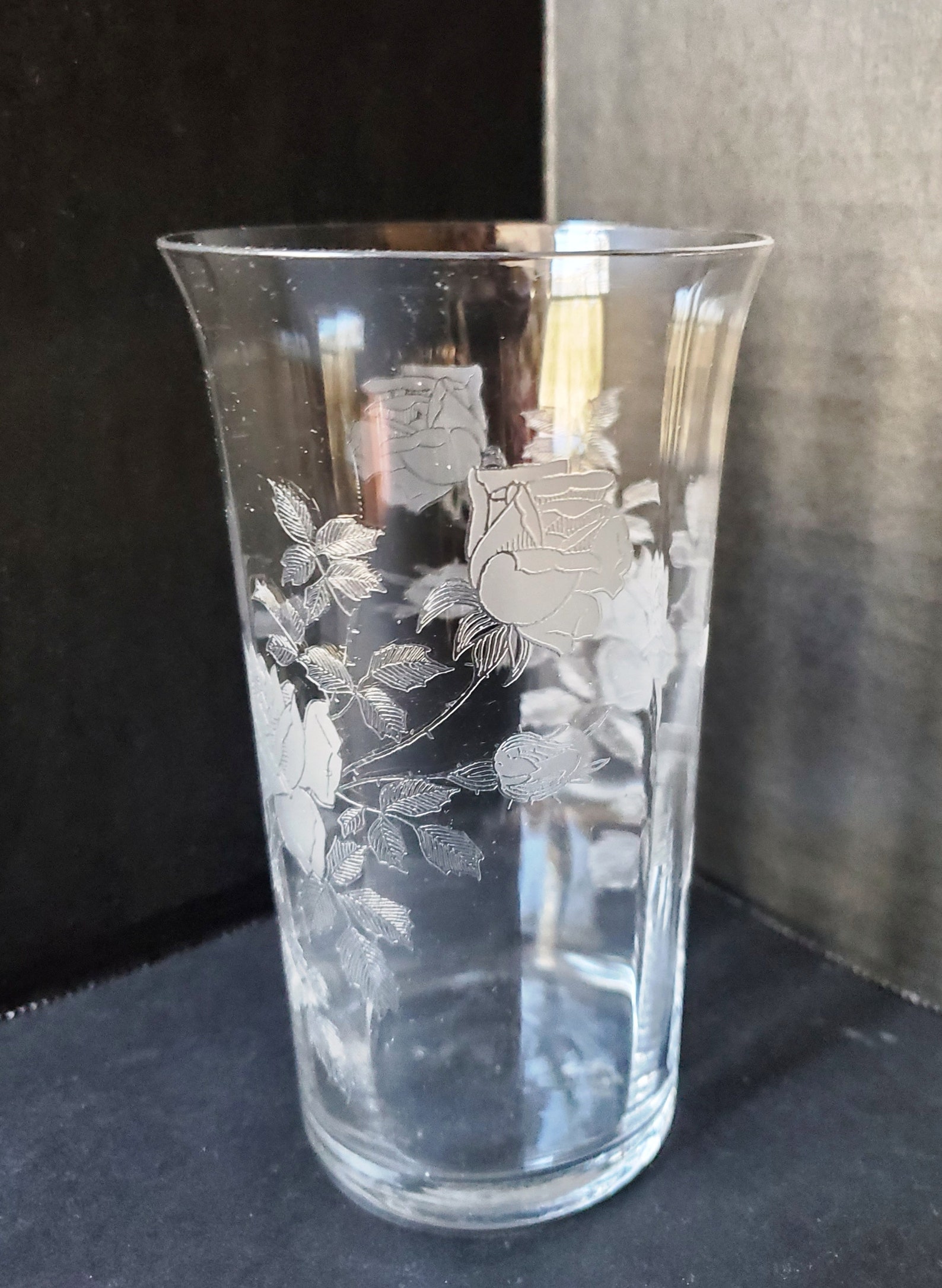 Seven 7 Tiffin Glass roses Flat Paneled Tumblers - Etsy