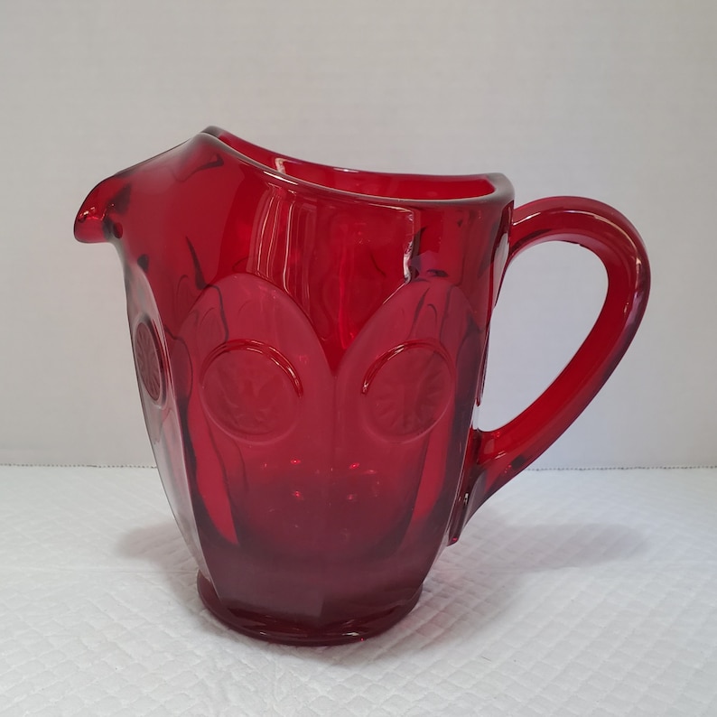 Ruby Red Fostoria Coin Glass Iced Tea Pitcher - Etsy