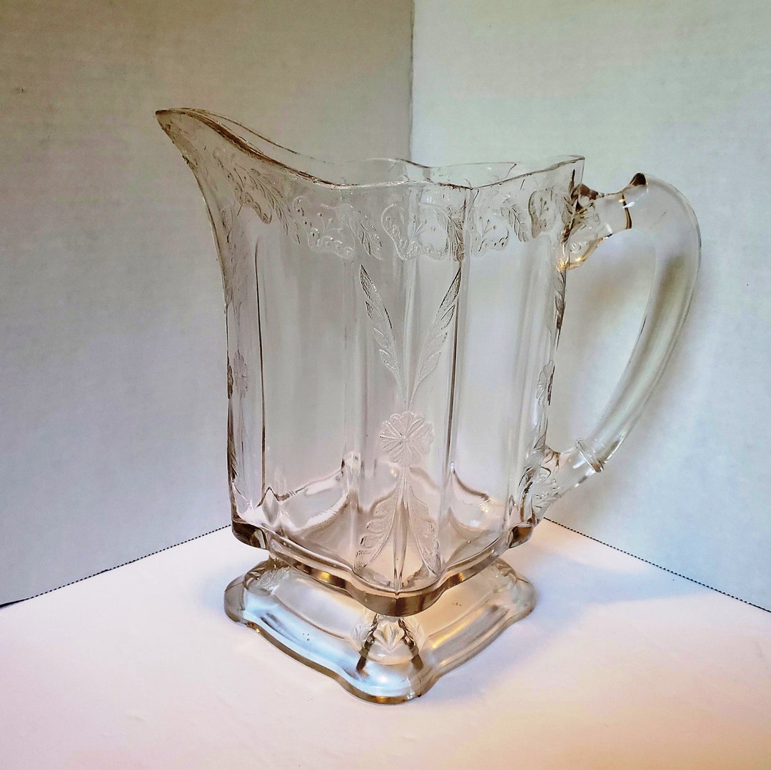 EAPG Mckee Athens Water Pitcher: Flower and Quill Pattern - Etsy