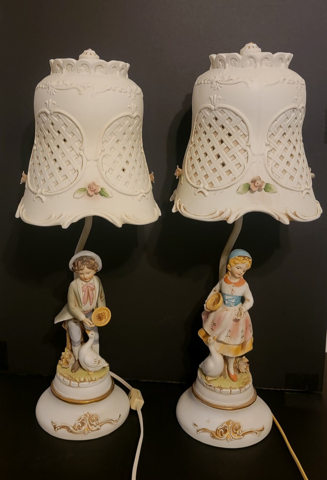 Pair of 20 Ardalt Linwile China / Ceramic & Metal Table Lamps / Japan ...