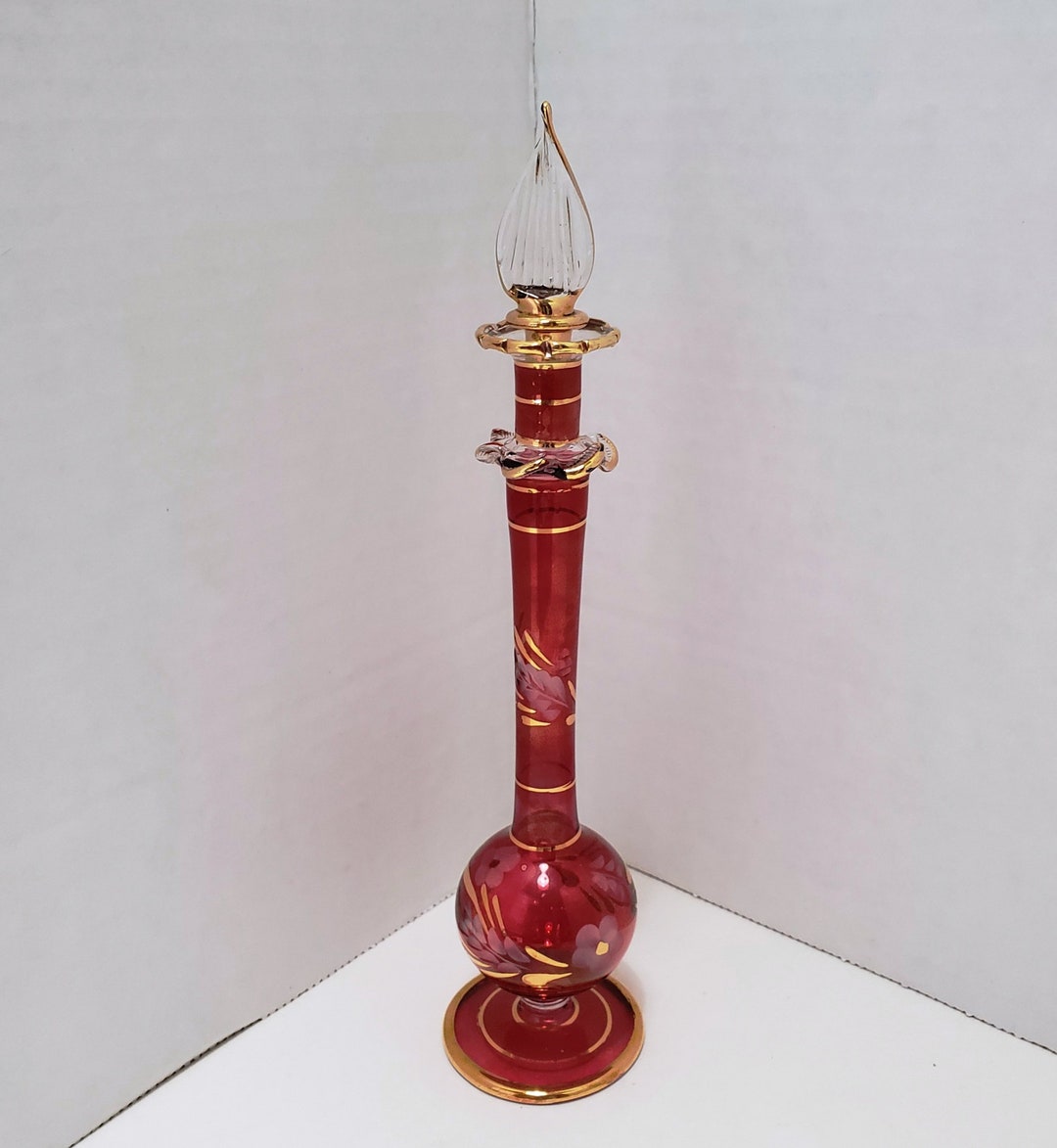 Vintage Hand Blown Red & Gold Perfume Bottle - Etsy