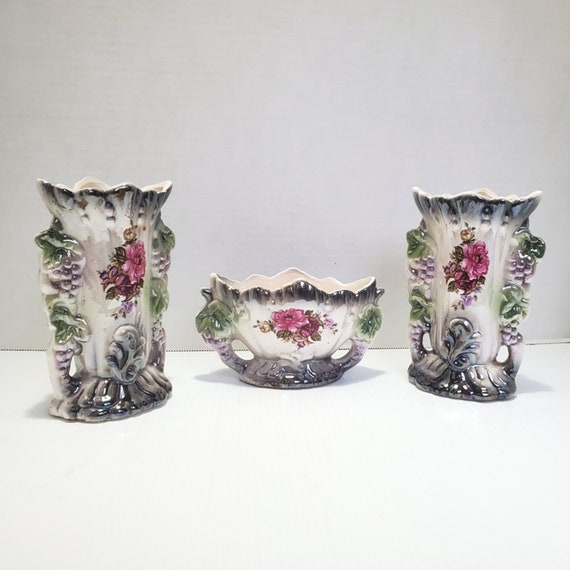 Vintage Trio of Lusterware Vases / Japan | Etsy