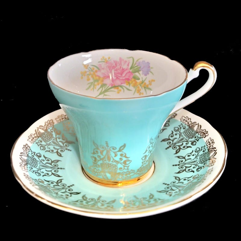 Turquoise Tea Cup - Etsy
