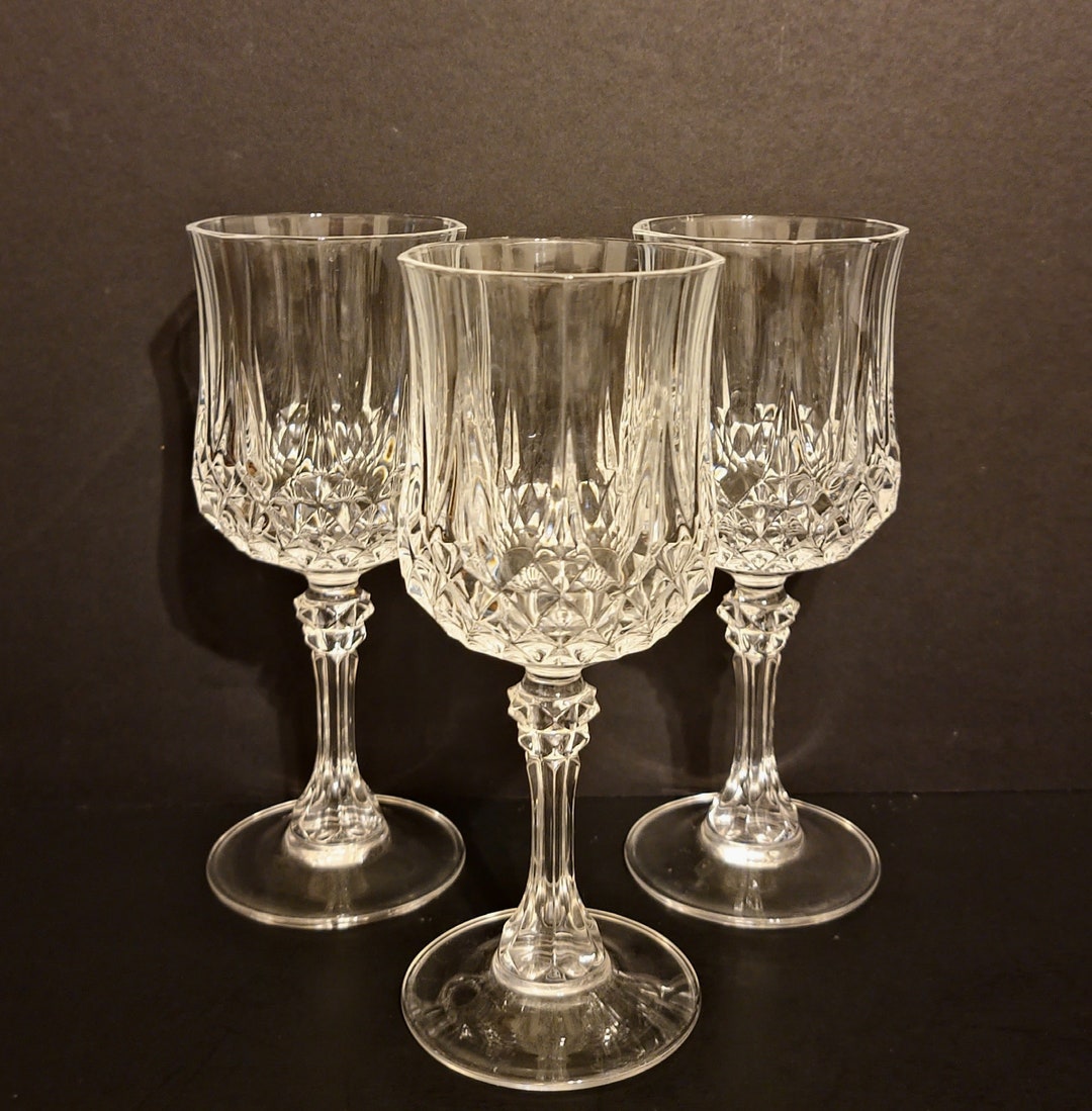 Three 3 71/4 Cristal D'arques Durand longchamp Crystal Wine Glasses ...