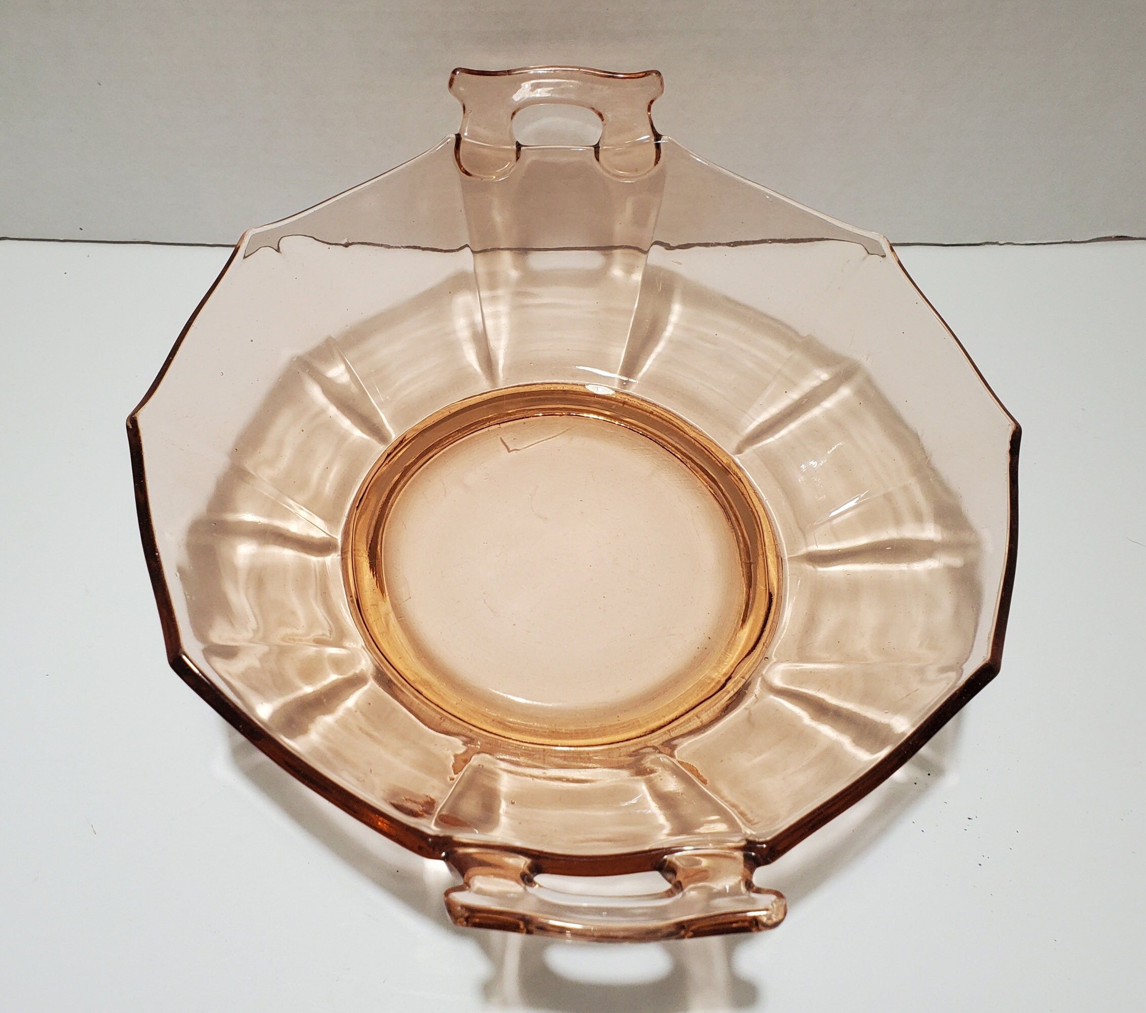 Pink Cambridge Glass "decagon" Square Handled Bowl - Etsy