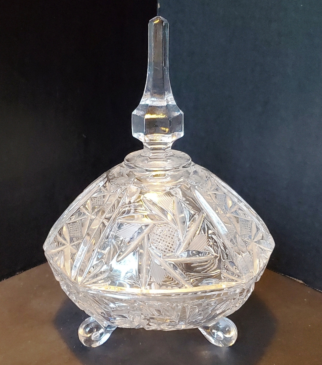 Vintage German Crystal Footed Candy Dish / Starburst - Etsy