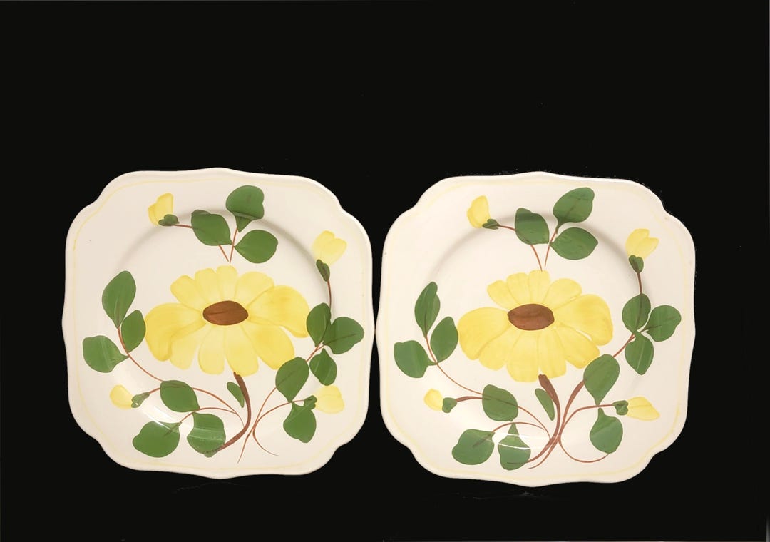 Blue Ridge Pottery Salad Plates: Yellow Nocturne Floral Design (set of ...