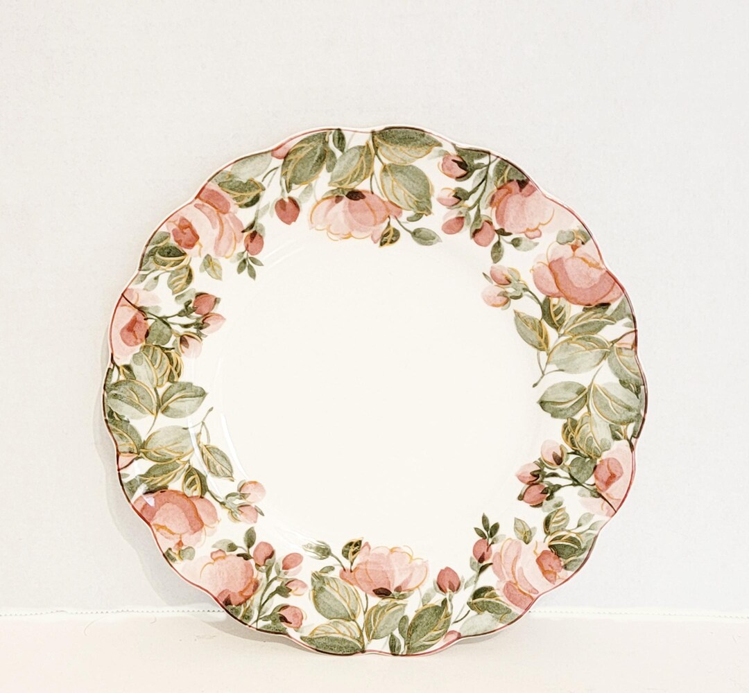 Five (5) - 8" Nikko China "precious" Scalloped Salad Plates / Pink ...