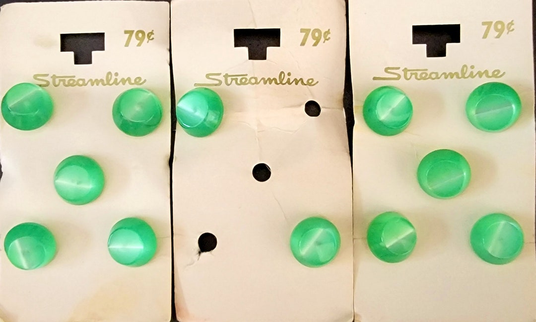 Twelve (12) - 7/16" X 1/4" Streamline Lime Green Plastic Buttons ...