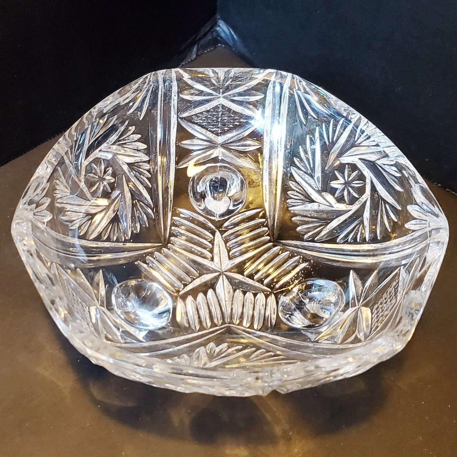 Vintage German Crystal Footed Candy Dish / Starburst - Etsy
