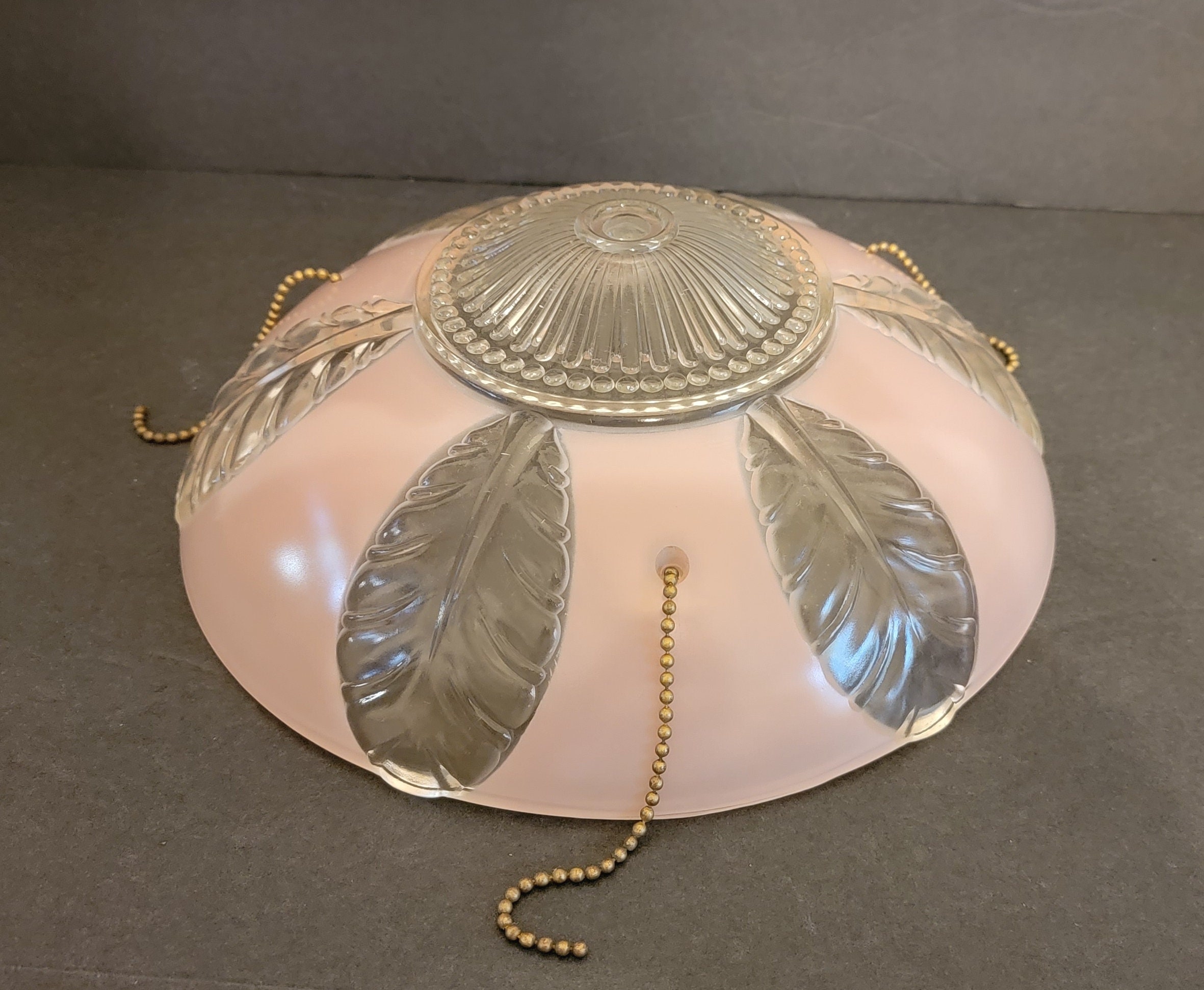 Antique Pink Ceiling Mount Glass Light Shade / Leaves - Etsy