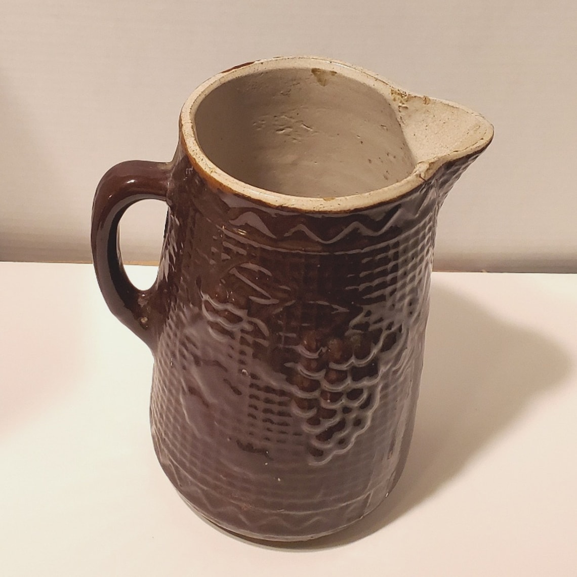 Antique Uhl Pottery Grapes & Lattice Crockery Pitcher - Etsy