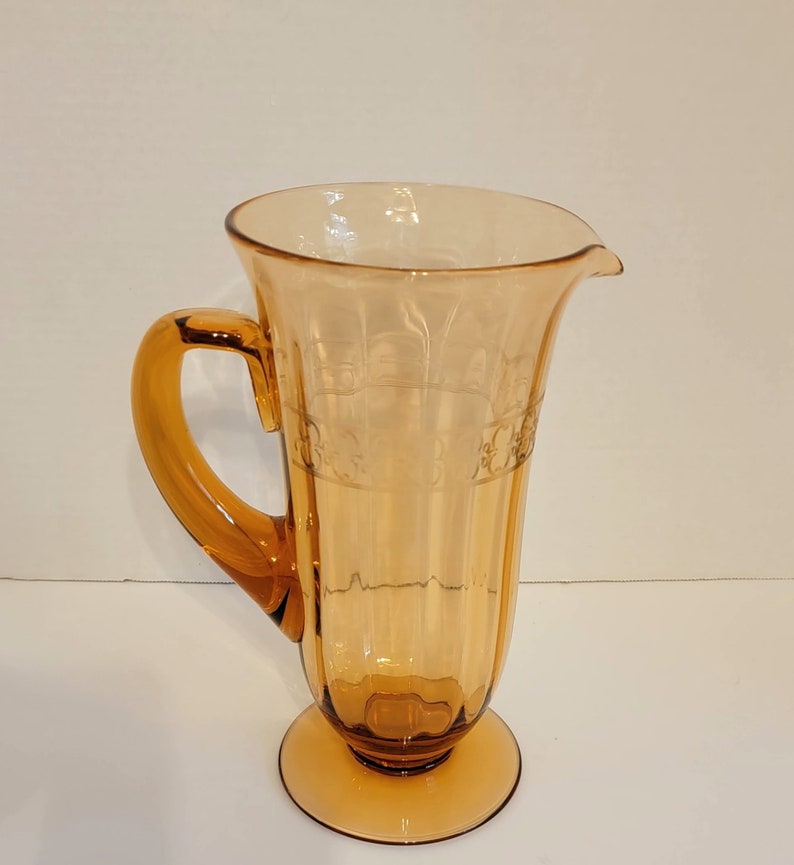 Amber Fostoria Glass spartan Etched Footed Water - Etsy