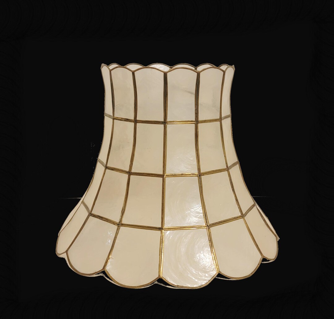 9" Scalloped Capiz Shell Lamp Shade / Brass Accents - Etsy