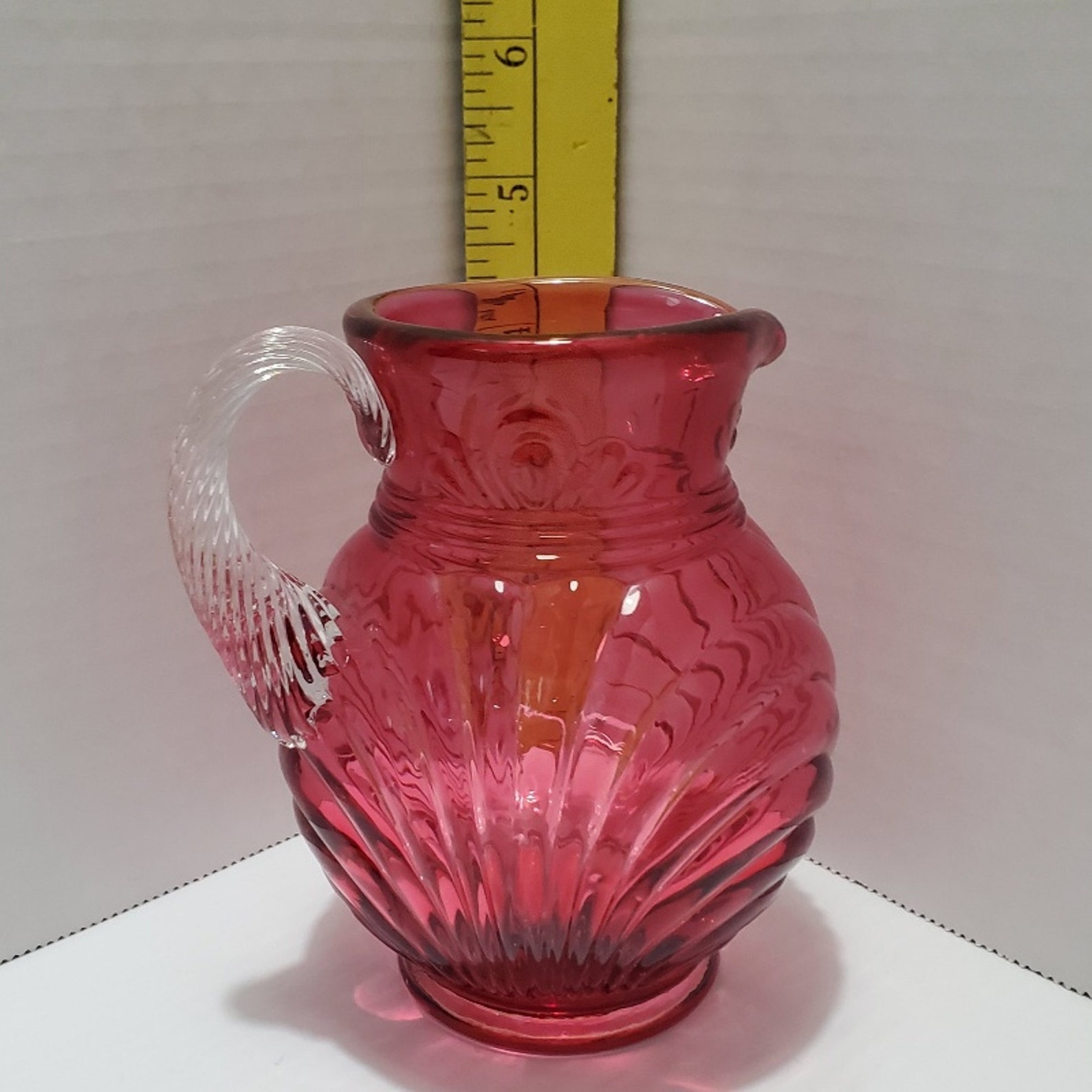Small 4.5 Cranberry / Clear Fenton Pitcher - Etsy