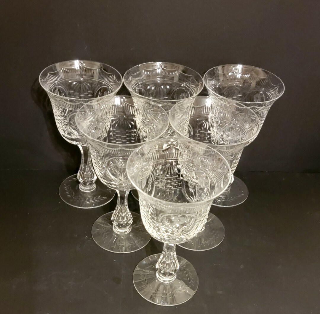 Six 6 7 Seneca Glass Crystal Water Glasses / Cut 870 - Etsy
