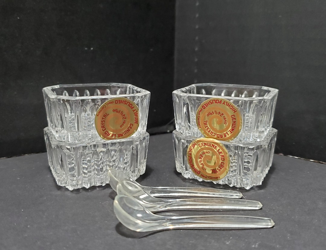 Set of Four Square (4) West German Crystal Salt Cellars - Etsy