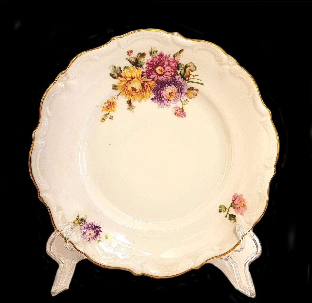 Six (6) - 7-5/8" Winterling Bavaria Germany Floral Bone China Salad ...