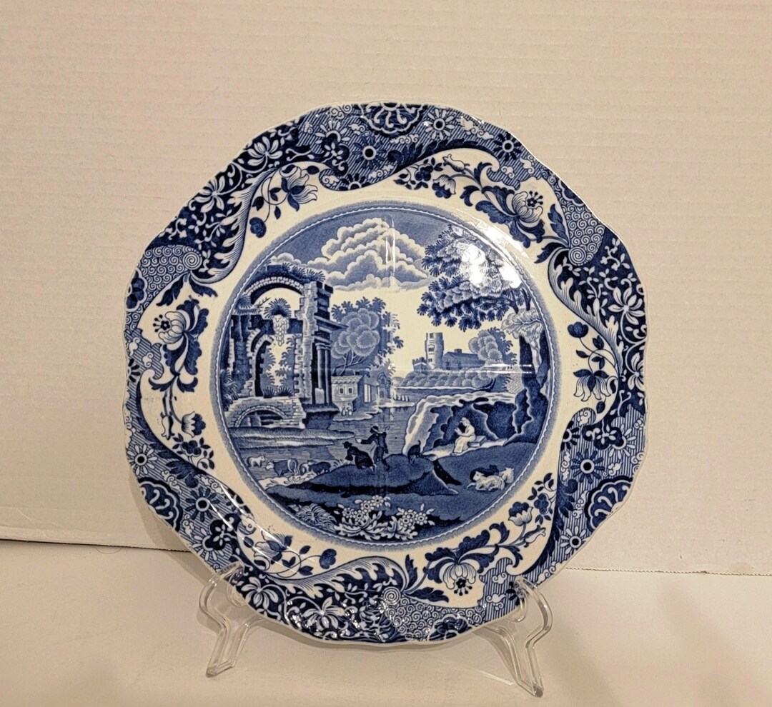 Spode "blue Italian" Divided Sandwich Plate / England / Four (4 ...