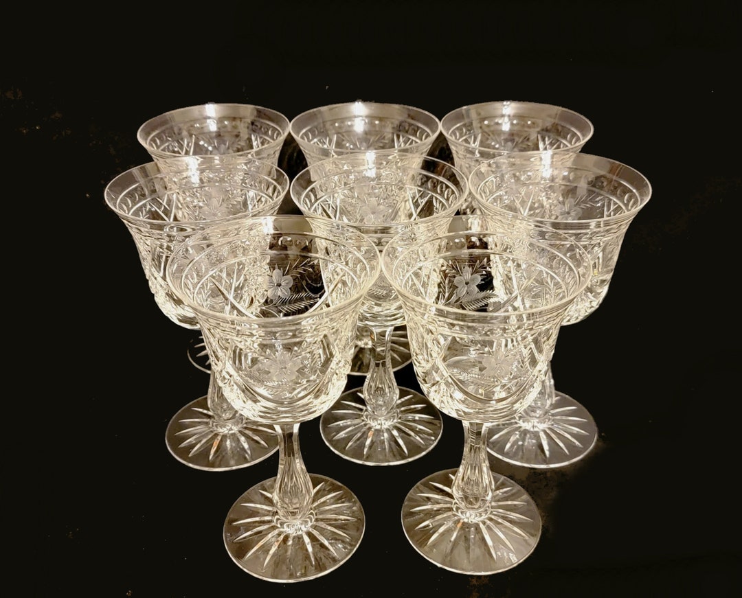 Eight (8) - 7" Seneca Crystal Water Glasses / Cut # 1194 - Etsy
