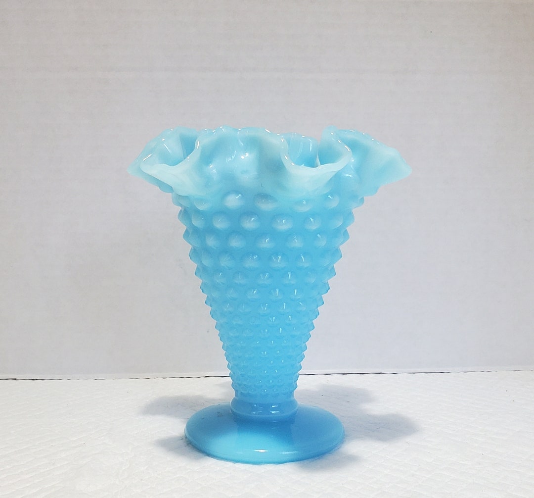 Light Blue Fenton Hobnail Ruffled 6" Vase - Etsy