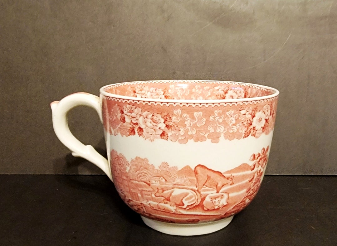 Adams "english Scenic" Red Transferware Oversized Cup / Circa 1890 - Etsy