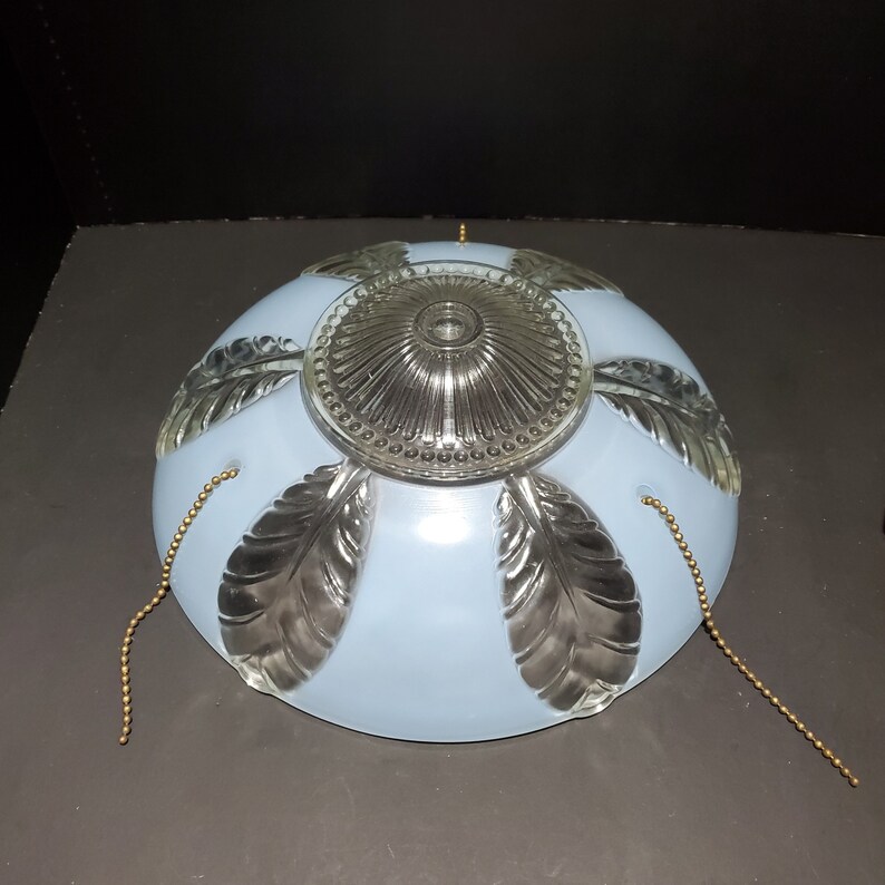 Antique Blue Ceiling Mount Glass Light Shade / Leaves - Etsy