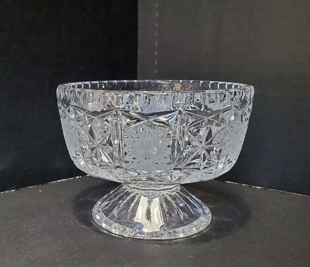 Small Czech / Bohemian "queen's Lace" Footed Crystal Compote or Dessert ...