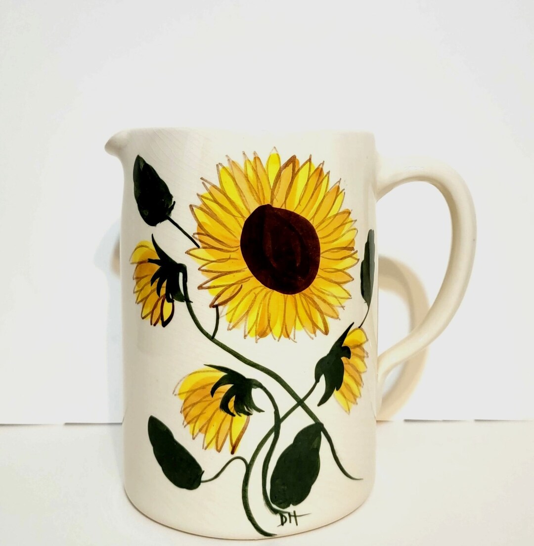 8" Cow Creek Pottery "sunflower" Pitcher / Ingram Texas - Etsy