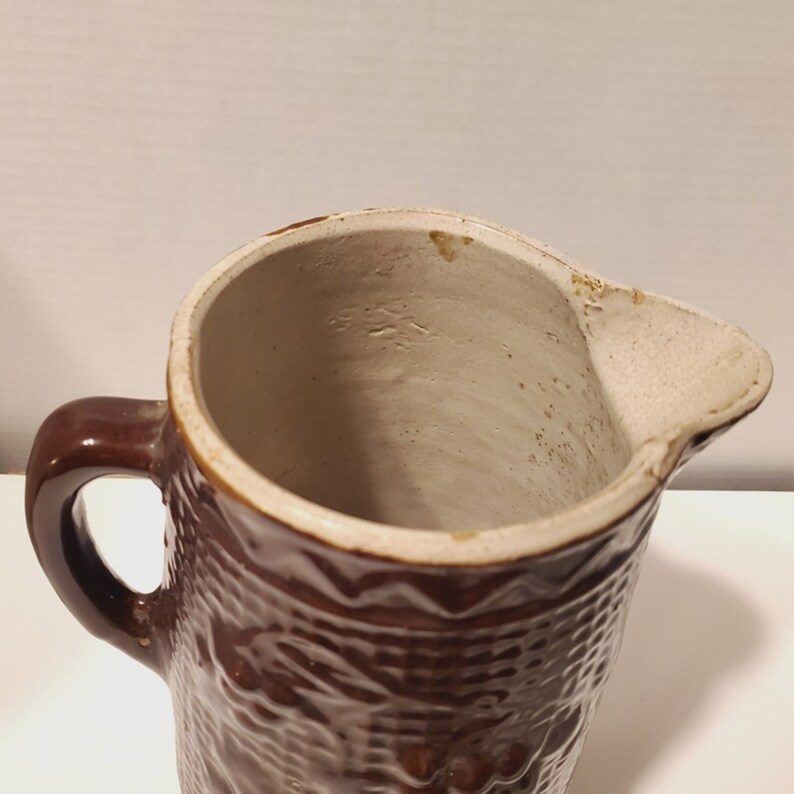 Antique Uhl Pottery Grapes & Lattice Crockery Pitcher - Etsy