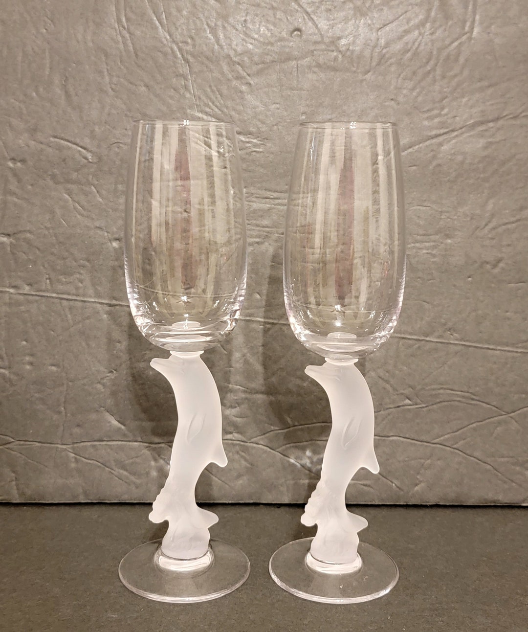 Bayel Crystal Dolphin Champagne Flutes: Golden Crown E & R, France - Etsy