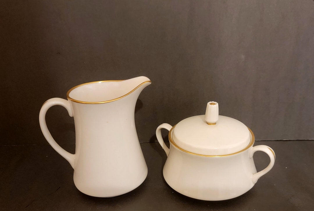 Gorham "gold" (rim) Sugar Bowl With Lid & Creamer - Etsy