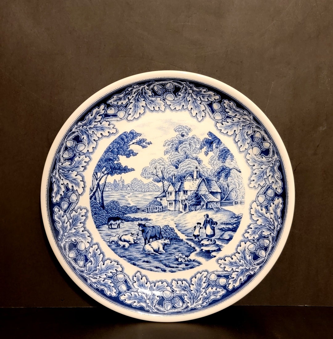 9-5/8" Biltons Blue & White Dinner Plate / Farm Scene / Farm House ...